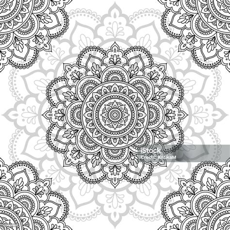 원활한 장식 장식 민족 오리엔탈 스타일입니다 만다라 헤나 멘디 문신 장식의 형태로 순환 패턴 0명에 대한 스톡 벡터 아트 및