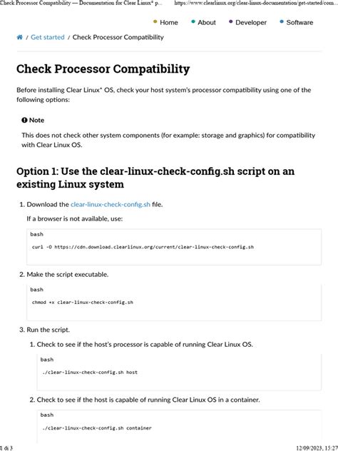 Check Processor Compatibility Documentation For Clear Linux Project