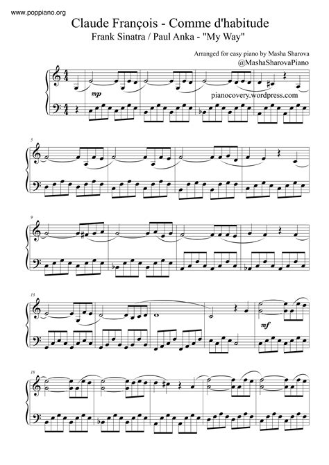 My Way Sheet Music Piano Score Free Pdf Download Hk Pop Piano