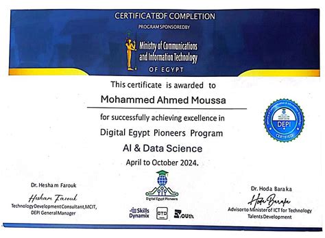 Mohammad Moussa On Linkedin Ai Datascience Machinelearning Digitalegyptpioneers Learning
