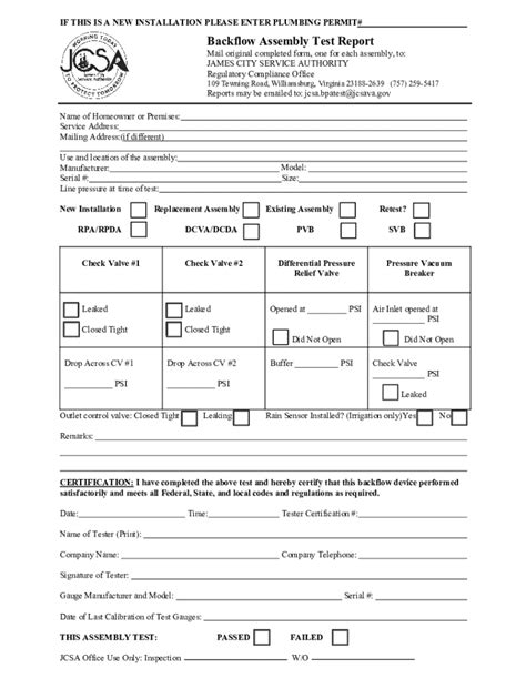 Backflow Assembly Test Report Fill Out And Sign Online Dochub