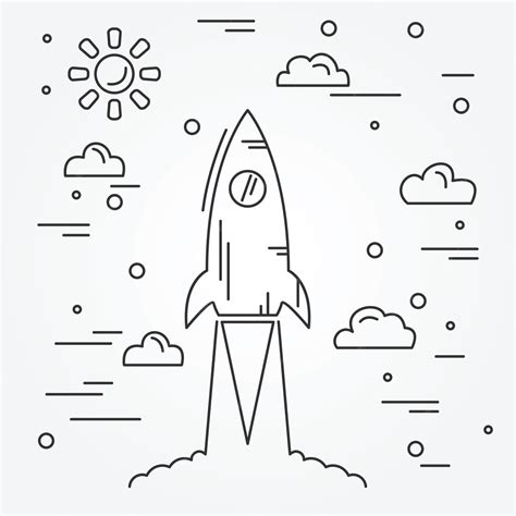 Premium Vector Startup Rocket Thin Line Icon Vector