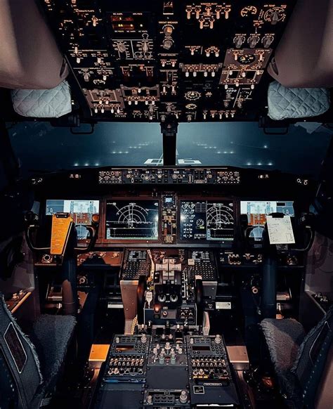 Cockpit Of An Airplane With Multiple Controls