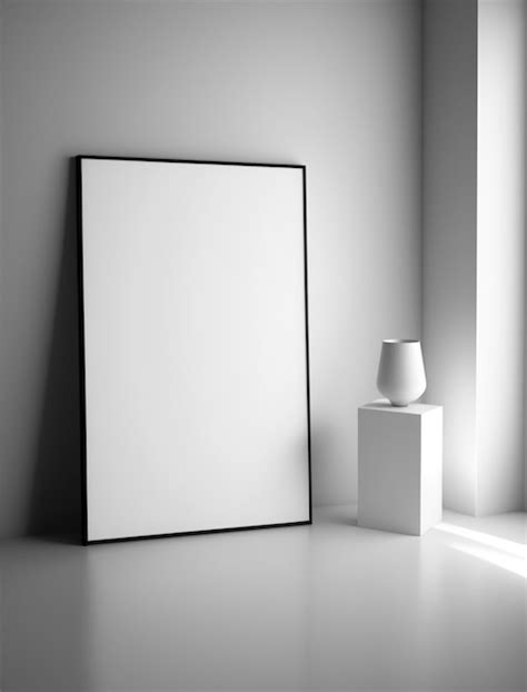Пустая черная фоторамка с тенями для макета Generative Ai Премиум Фото