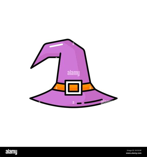 Witch Hat With Buckle Halloween Outline Cap Symbol Isolated Vector
