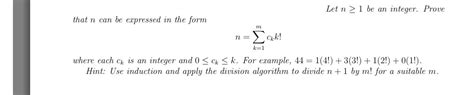 Solved Let N≥1 ﻿be An Integer Provethat N ﻿can Be Expressed