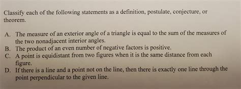 Solved Classify Each Of The Following Statements As A Chegg