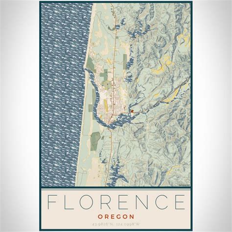 Florence Oregon Map Print In Woodblock — Jace Maps