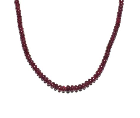 M6 Exotic Fine 34 Carat Ruby Smooth Round Bead 14ktyg 16 Necklace