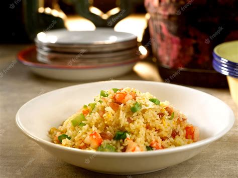 Premium Photo Yong Chow Fried Rice Served In A Dish Isolated On Table Side View