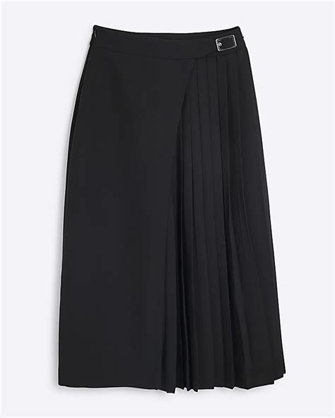 Black Maxi Pleated Skirt River Island