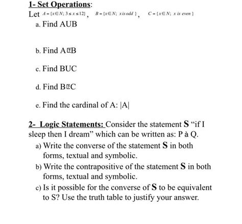 Solved 1 Set Operations Let A X∈n3≤x≤12 B X∈nxi Oodd