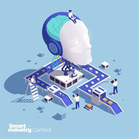 Futuristic Industrial Control System With Robotics Stock Vector
