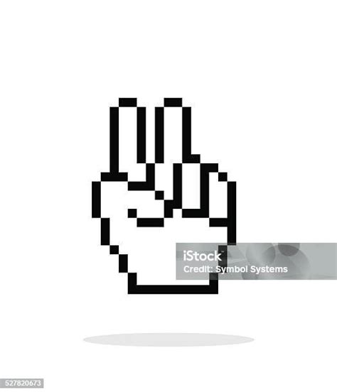 픽셀 V자를 그린 손 아이콘 흰색 배경 가리키기에 대한 스톡 벡터 아트 및 기타 이미지 가리키기 개념 개념과 주제