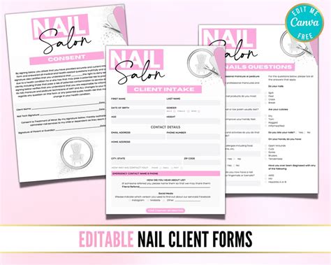 Buy Nail Salon Consent Forms Nails Client Intake Nail Technician Online