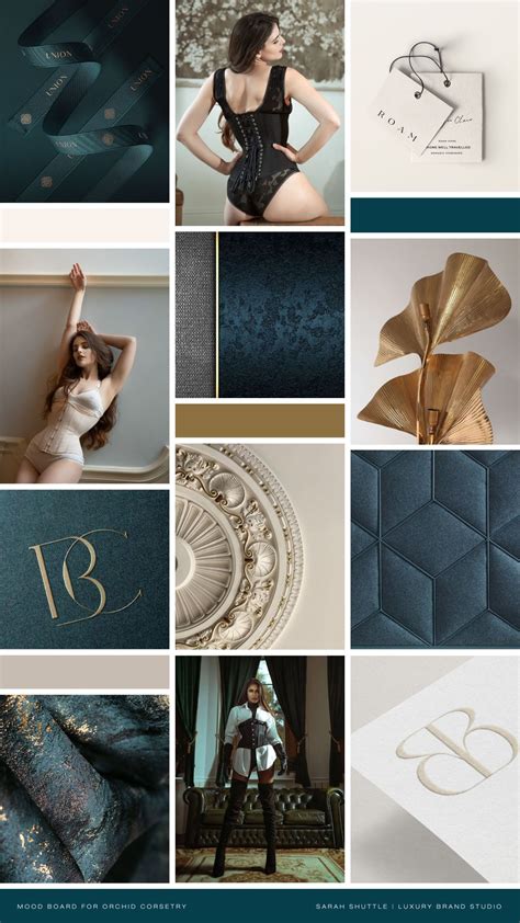Luxury Brand Design Inspiration Mood Board Teal And Gold Branding