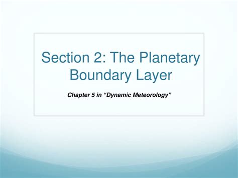 Ppt Section 2 The Planetary Boundary Layer Powerpoint Presentation Free Download Id 2646978