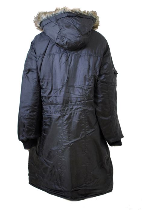 Ladies Plus Size Parka Coat With Fur Trim Hood
