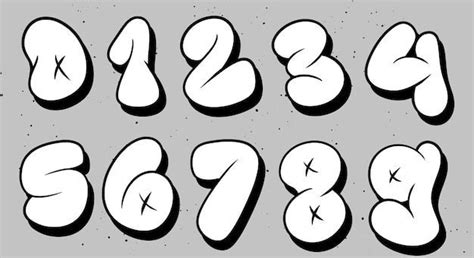 Premium Vector Vector Set Bubble Graffiti Font Numbers Lettering