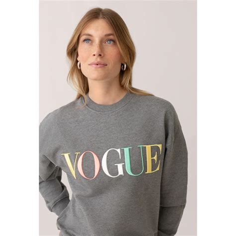 Vogue Sweatshirt Gray With Colorful Logo Embroidery Vogue Official Store