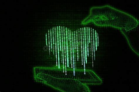 blurred hand holding phone and hand pointing to heart shaped composed