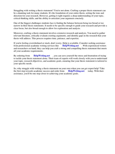 How Write A Proper Thesis Statement Pdf