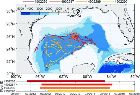 Trajectories Of Four Profiling Floats With The Initial Float Deployment Download Scientific