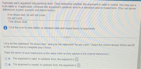 Solved Translate Each Argument Into Symbolic Form Then