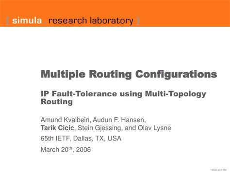 PPT Multi Topology Routing For Fault Tolerance In ConfigurationsIP PowerPoint Presentation