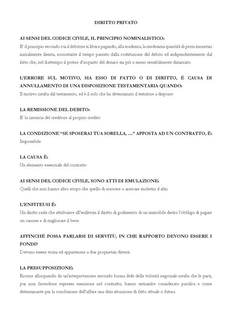 Prova Di Esame Di Diritto Privato Docsity