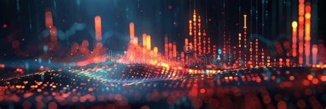 Financial Data Visualization With Glowing Lines And Dots Ideal For Modern Analytics Stock