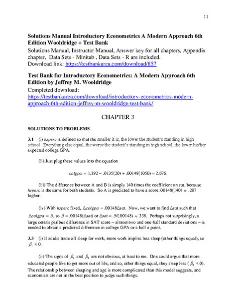 Solutions Manual Introductory Econometrics A Modern Approach 6th