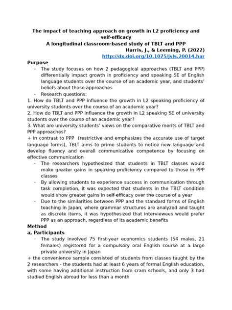 Tblt Speaking And Self Efficacy Pdf Self Efficacy Variance