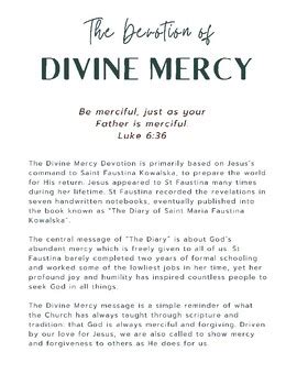 Printable Chaplet Of Divine Mercy Lesson And St Faustina Worksheets