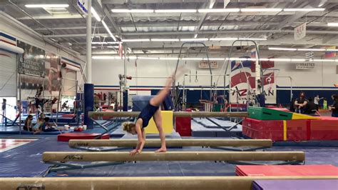 Back Handspring Layout Step Out On Beam YouTube