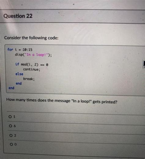 Solved Question Consider The Following Code For I Chegg