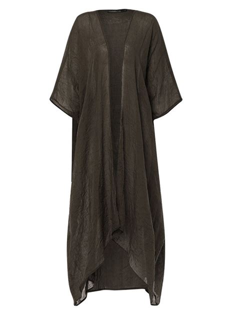Effen Kleur Open Asymmetrische Lange Maxi Vesten