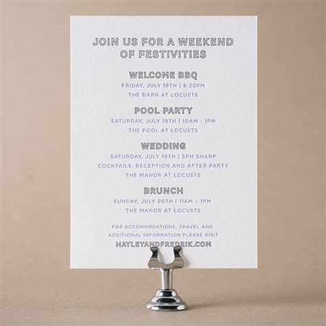 Letterpress Wedding Events Cards For Wedding Invitations