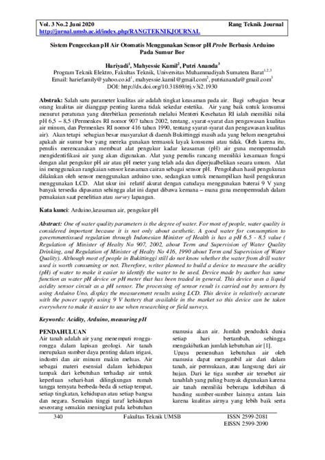 Pdf Sistem Pengecekan Ph Air Otomatis Menggunakan Sensor Ph Probe