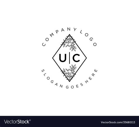 Initial Uc Letters Beautiful Floral Feminine Vector Image