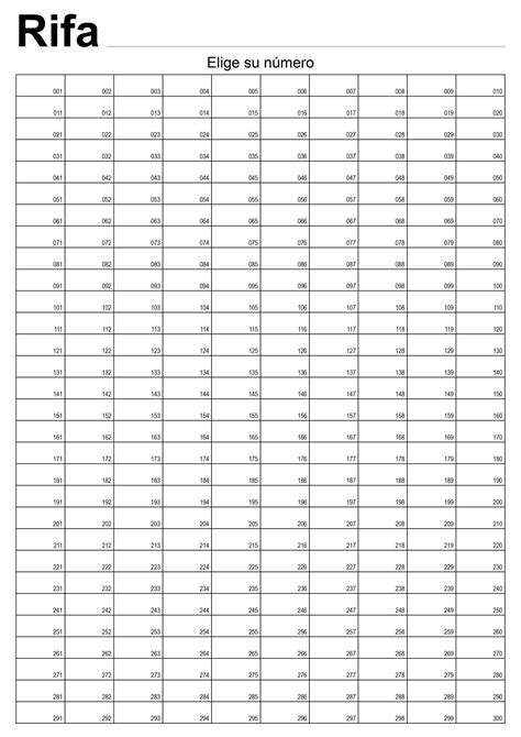 Descargar Plantilla Para Rifa 100 Numeros ~ Hoja De Rifa 100 Numeros