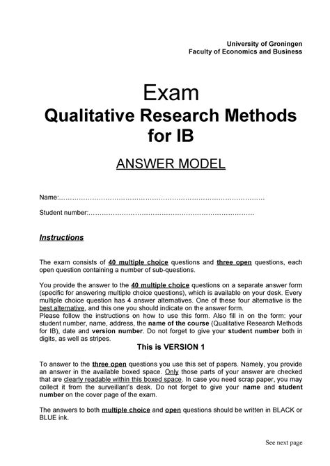 Research Methods Exam Multiple Choice