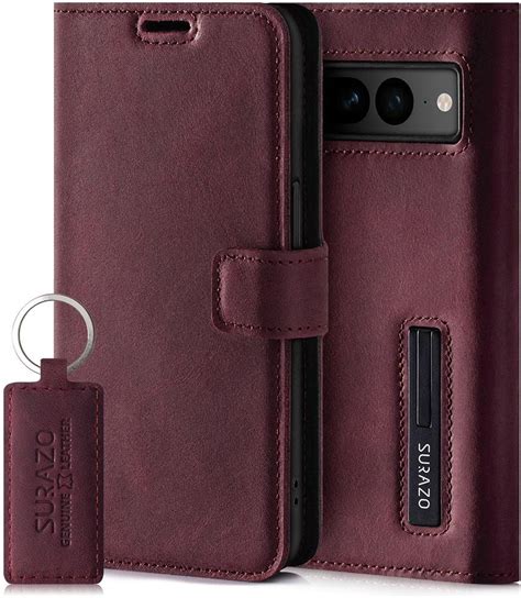 Surazo Etui Na Telefon Ze Skóry Naturalnej Wallet Case Orzechowe