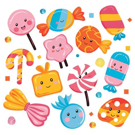 Candy Sweet Vector Food Design Illustration Dessert Sugar Background Chocolate Cartoon El