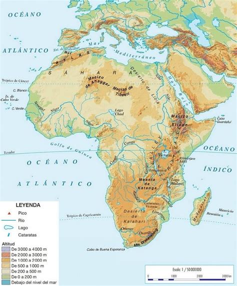 Mapa Fisico De Africa Mudo