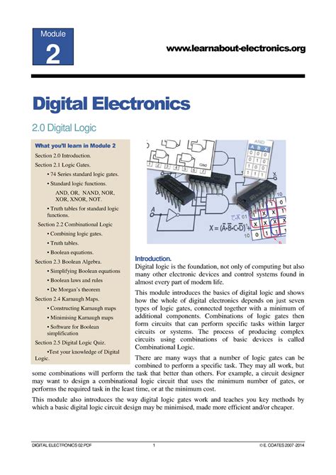 Digital Electronics Module 02 DIGITAL ELECTRONICS 02 1 E COATES 2007