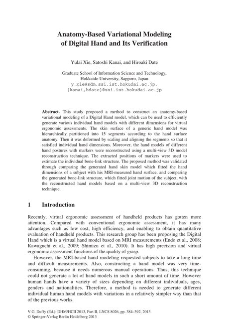 Pdf Anatomy Based Variational Modeling Of Digital Hand And Its