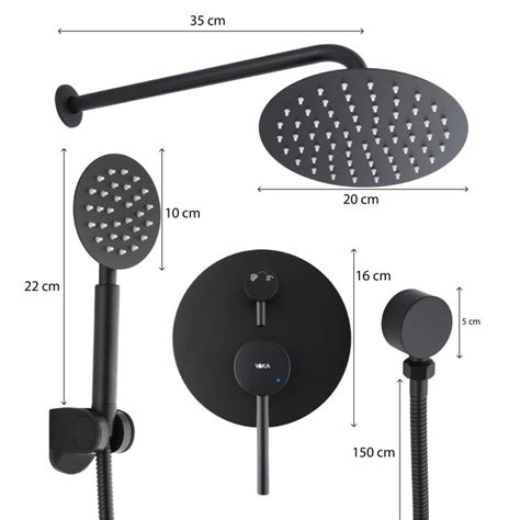 Zestaw prysznicowy podtynkowy czarny z deszczownicą 20 cm Yoka homus pl