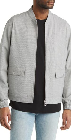 Open Edit Twill Bomber Jacket In Grey Pindot At Nordstrom