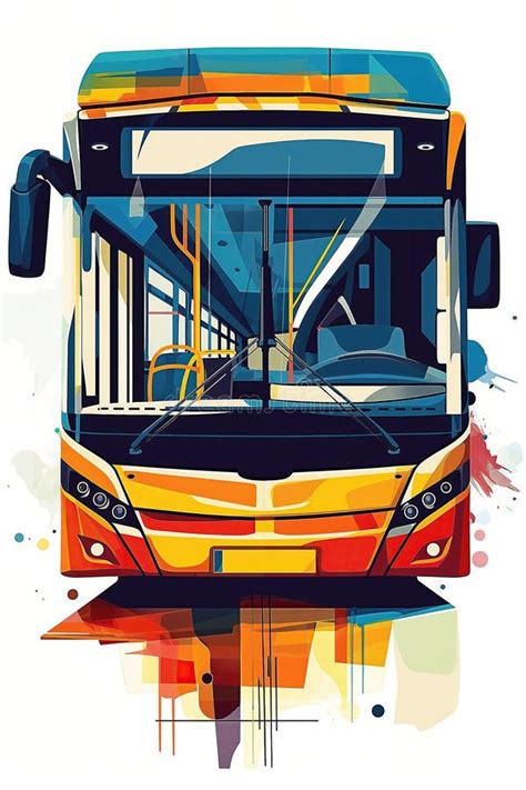 Poster Of Epic City Bus In Minimalist Abstract Multicolour Illustration